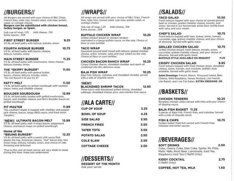 B & J Bar and Grill | Appetizer | Entree | Drink | Menu